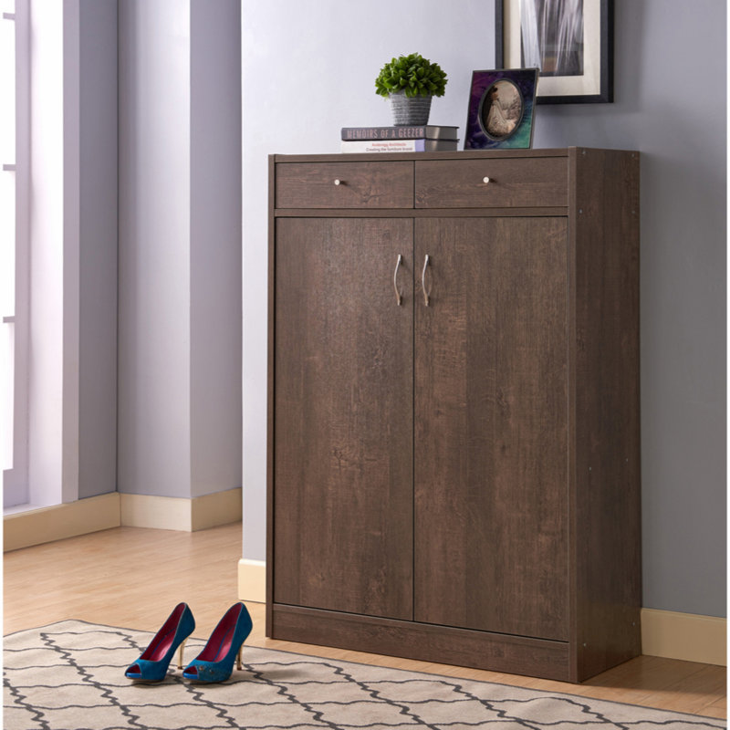 Shoe cabinet with top drawer store